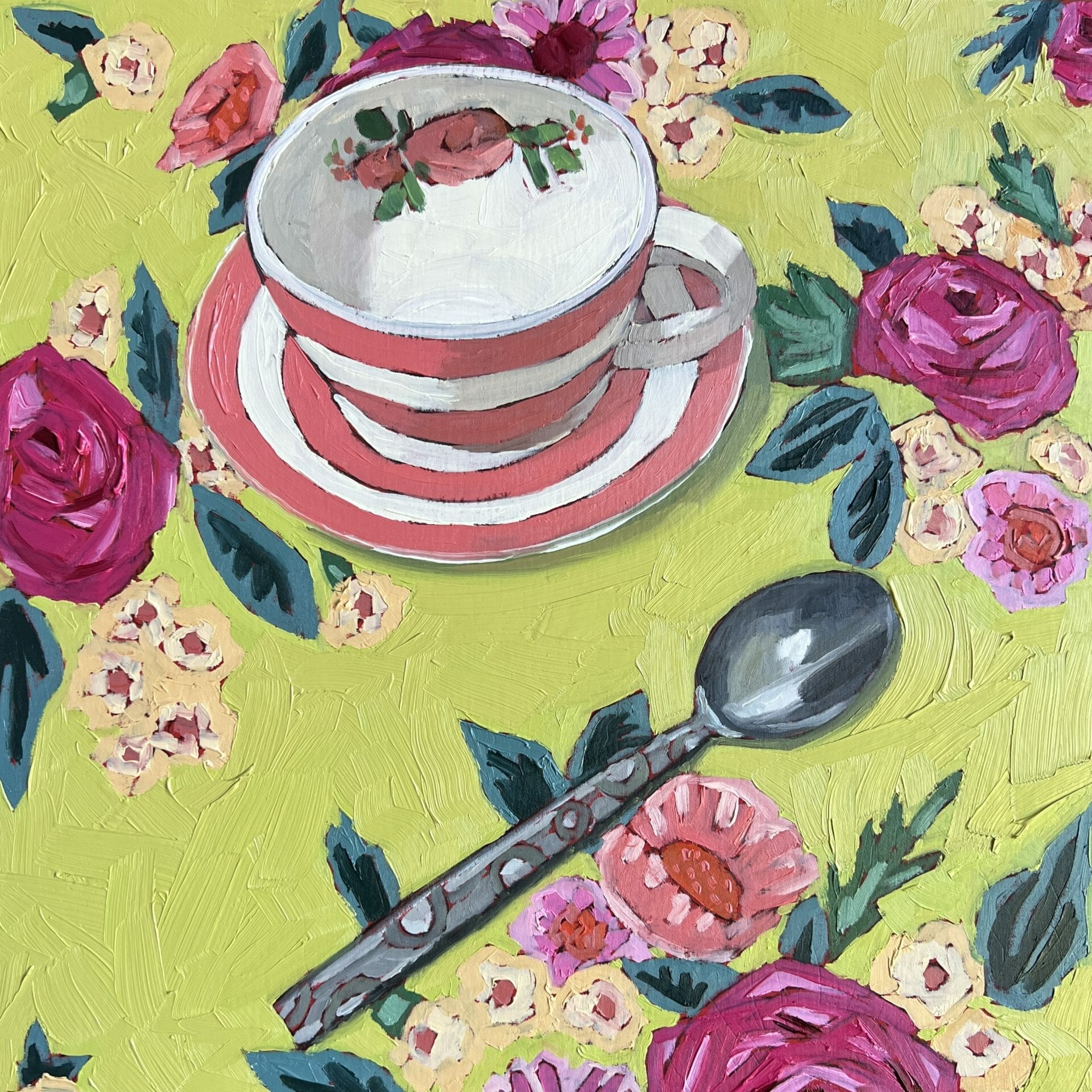 Debbie Rose Miller – And There Were Flowers on the Table – Oil on Wood ...