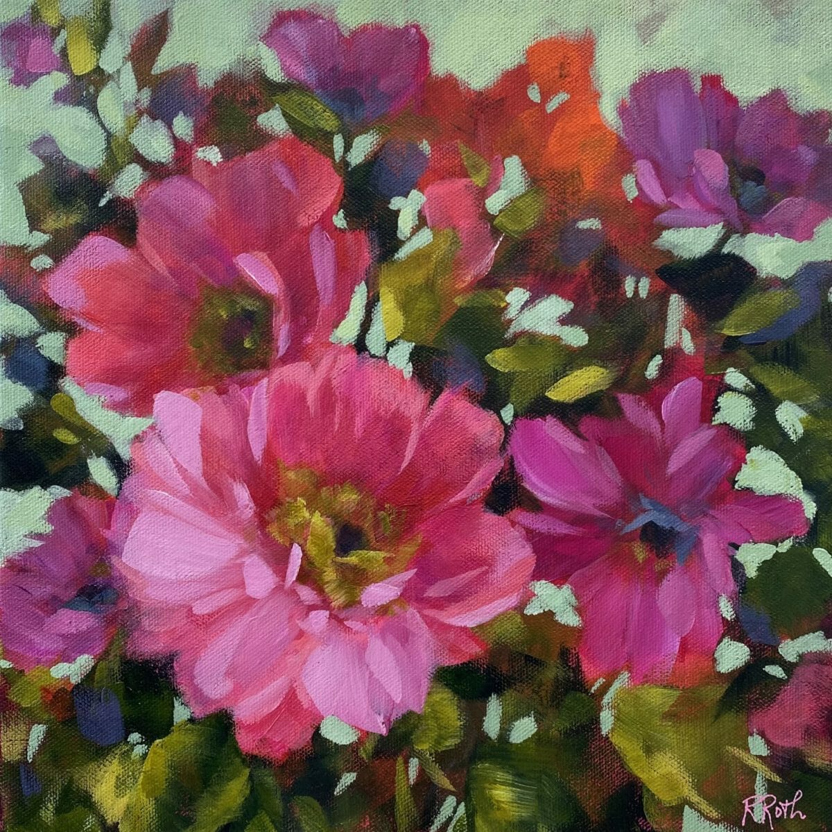Raquel Roth – Frolicking with Fuchsia – Acrylic – Square Foot Show